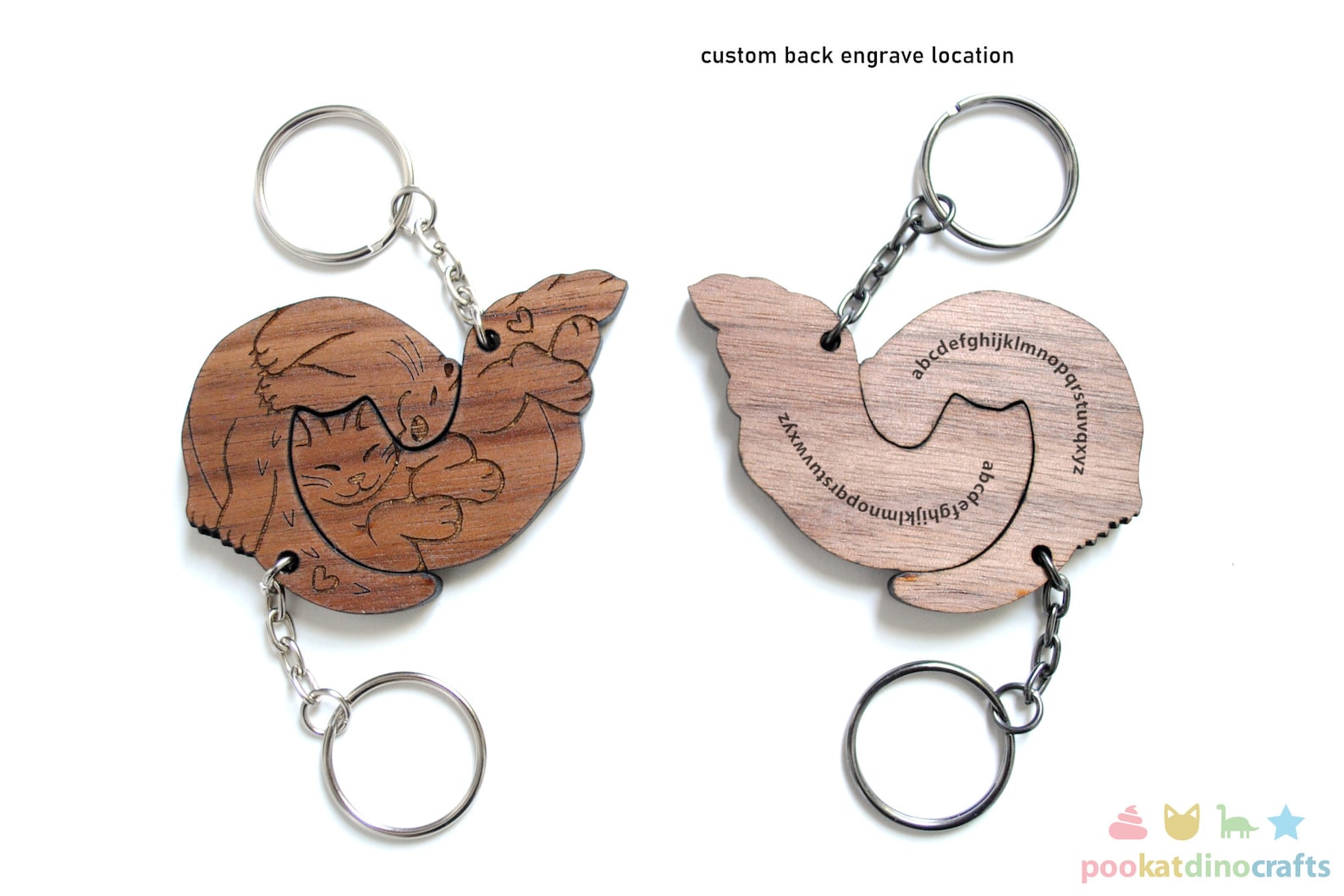 Interlocking Cat and Otter Couple Keychains Friendship or | Etsy