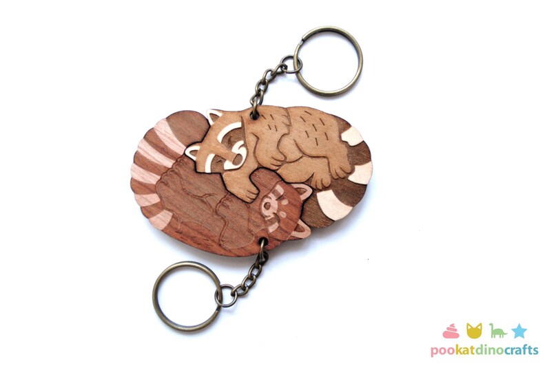 Interlocking Raccoon and Red Panda Couple Keychains - Friendship or ...