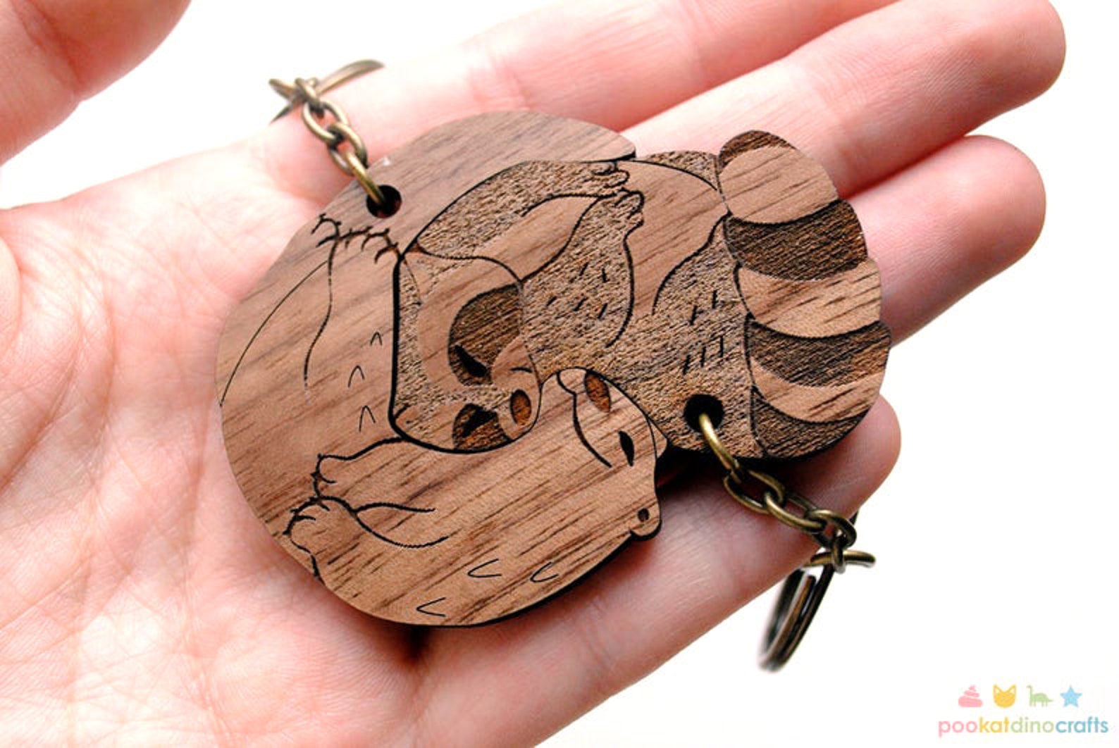 Interlocking Otter and Raccoon Couple Keychain Friendship or ...