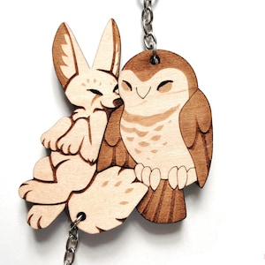 Desert Friends Owl and Fennec Fox Couple Keychains - Bff Relationship ...