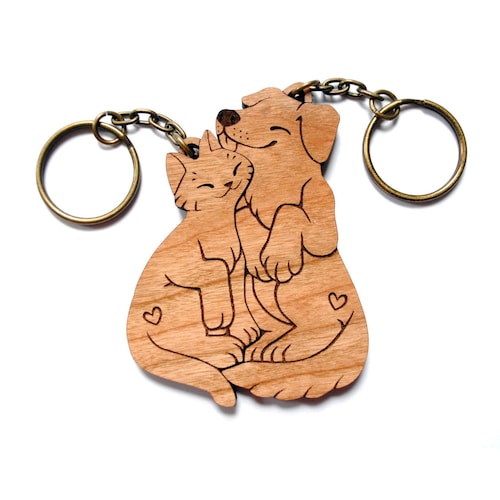 Bear and Cat Couple Keychains Friendship or Relationship - Etsy