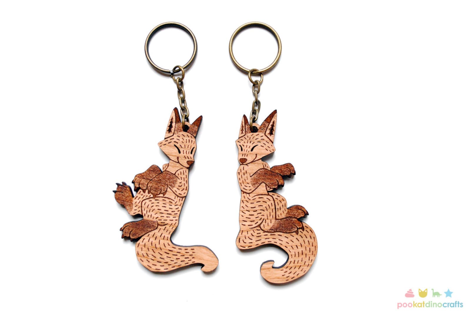 Interlocking Fox Keychains Friendship or Relationship | Etsy
