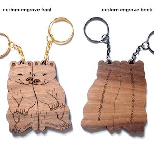 Bear Couple Keychains - Friendship or Relationship Matching Wooden ...