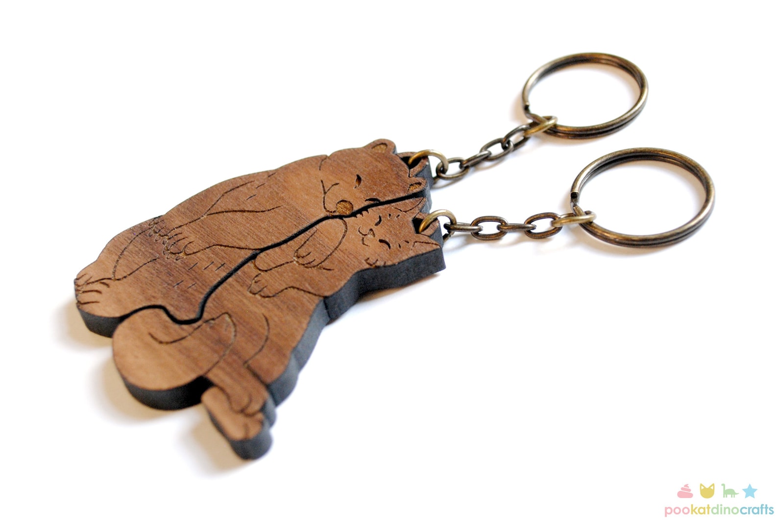 Bear and Cat Couple Keychains Friendship or Relationship | Etsy