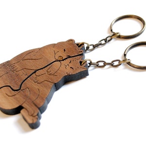 Bear and Cat Couple Keychains - Friendship or Relationship Matching ...