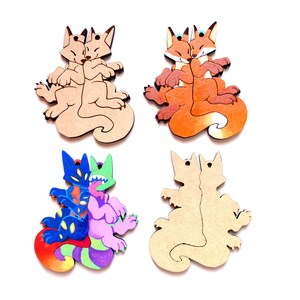 DIY Paint Your Own Interlocking Fox Keychain Blank Wood Cutout - Etsy