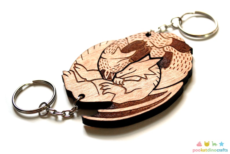 Interlocking Fox and Dragon Keychains Friendship or - Etsy