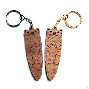 River Otter Wood Keychain - Etsy