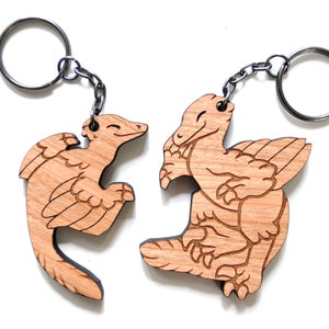 Feathered Raptor Dinosaur Couple Keychains - Friendship or Relationship ...