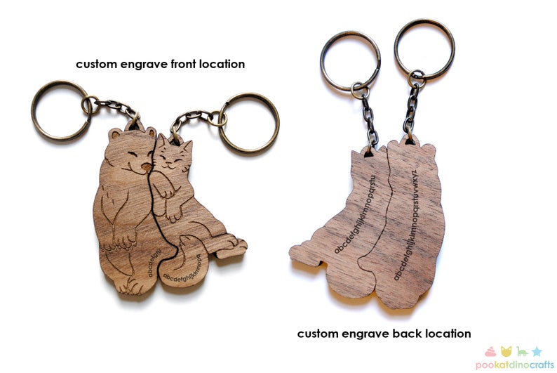 Bear and Cat Couple Keychains Friendship or Relationship | Etsy