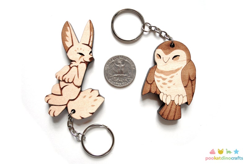 Desert Friends Owl and Fennec Fox Couple Keychains - Bff Relationship ...
