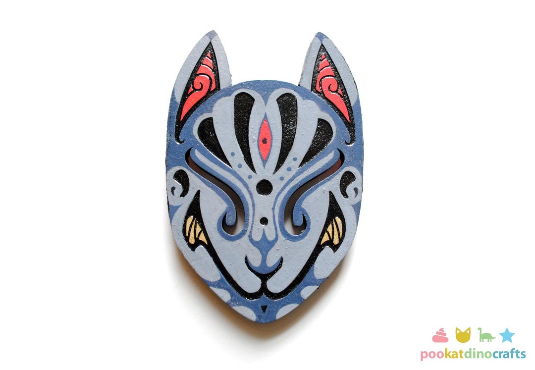 Cursed One Painted Kitsune Mask Wall Decor Mini Plaque - Etsy