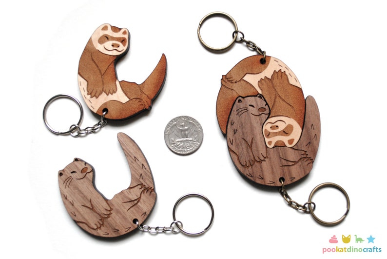 Interlocking Otter and Ferret Keychains - Friendship or Relationship ...