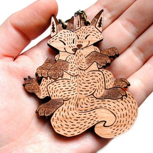 Interlocking Fox Keychains - Friendship or Relationship Matching Wooden ...