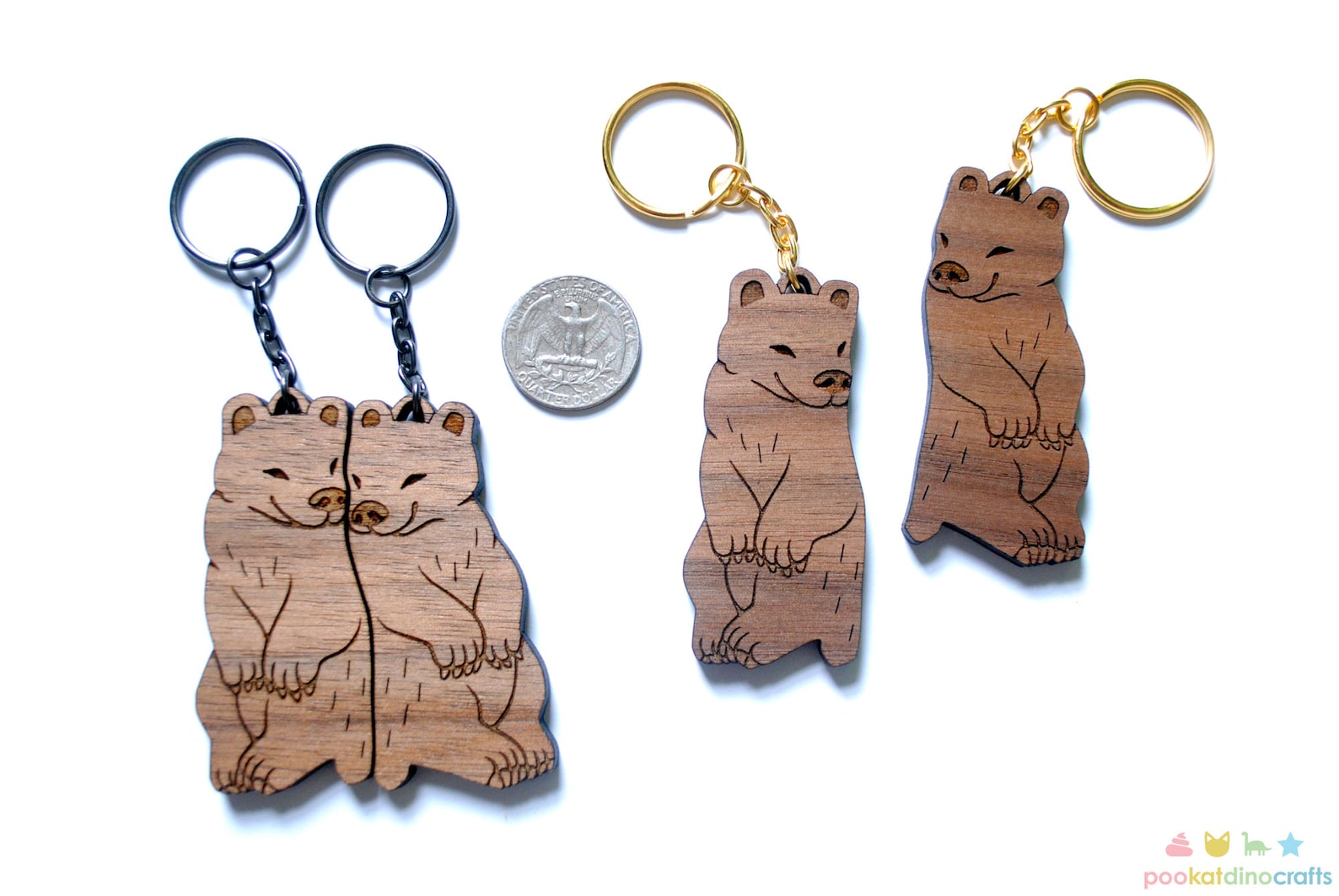 Bear Couple Keychains - Friendship or Relationship Matching Wooden ...