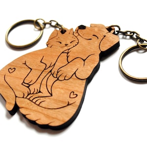 Dog and Cat Couple Keychains - Friendship or Relationship Matching ...