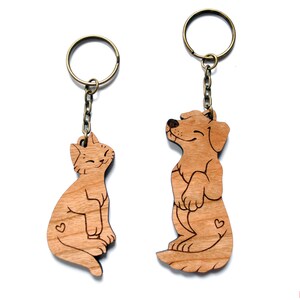 Dog and Cat Couple Keychains - Friendship or Relationship Matching ...