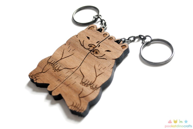 Bear Couple Keychains - Friendship or Relationship Matching Wooden ...