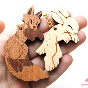 Interlocking Fox and Rabbit Couple Keychains - Friendship or ...