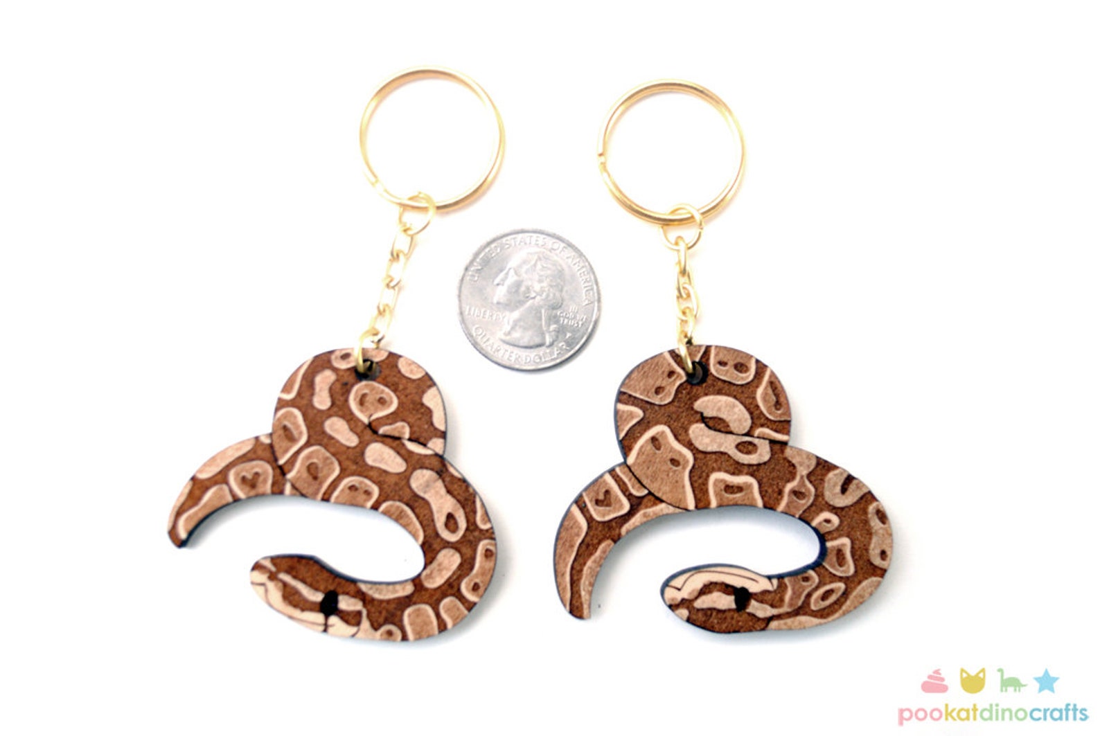 Cute Interlocking Ball Python Keychains Friendship or - Etsy