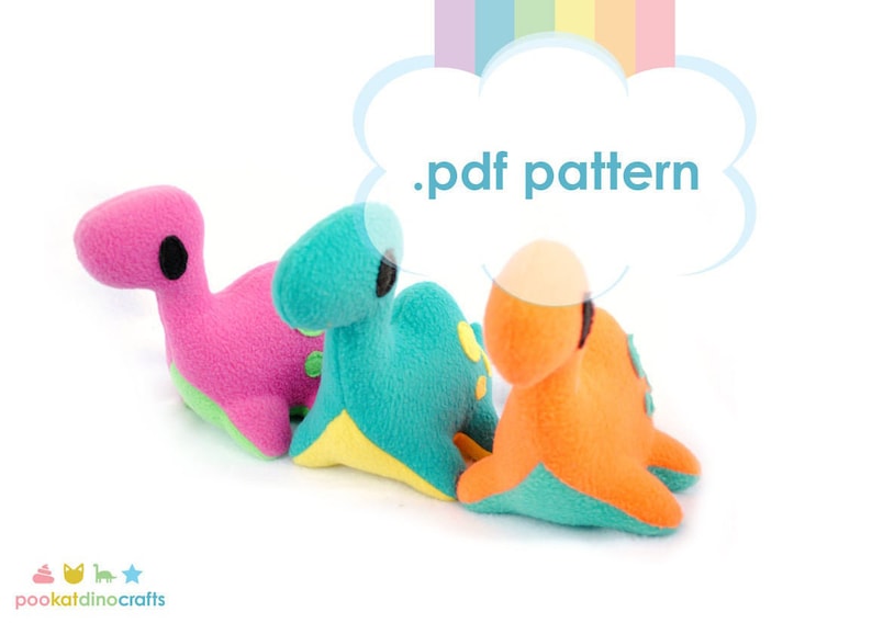 Dinosaur Plush Pattern - DIY Brontosaurus / Nessie Digital Download ...