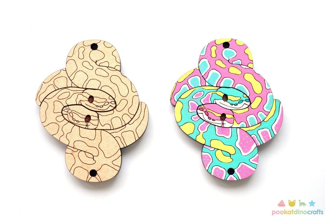 DIY Paint Your Own Interlocking Ball Python Snake Keychain Blank Wood Cutout - Etsy
