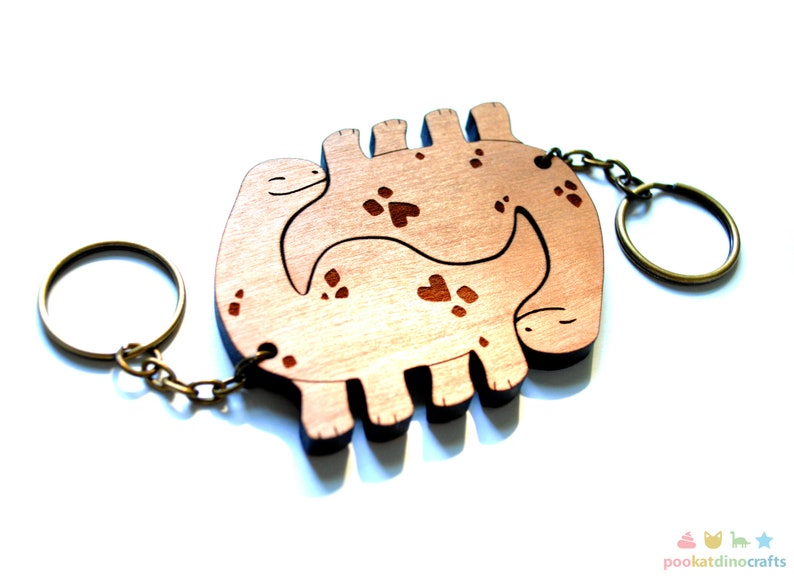 Dinosaur Interlocking Couple Keychains Friendship or | Etsy