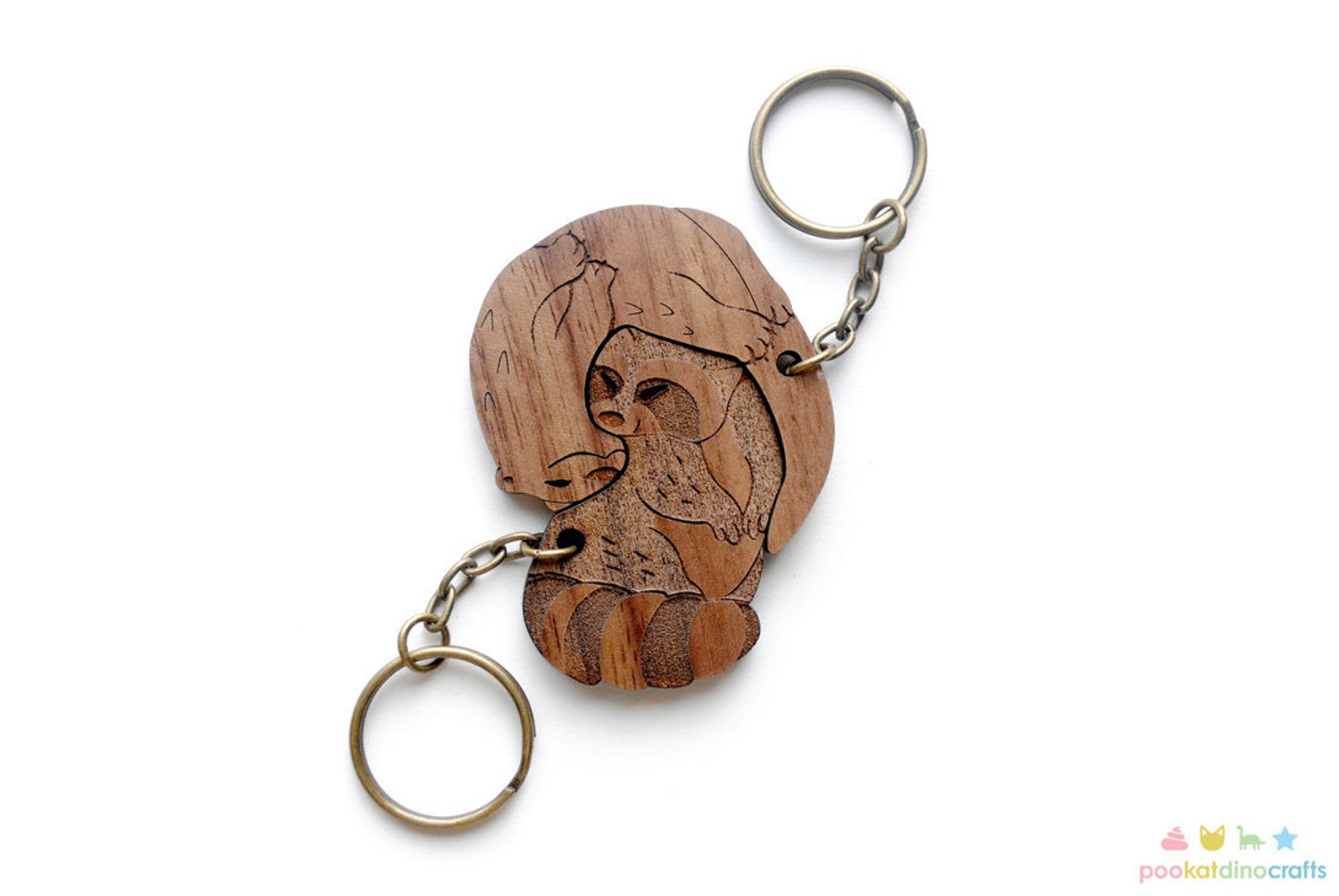 Interlocking Otter and Raccoon Couple Keychain Friendship or ...