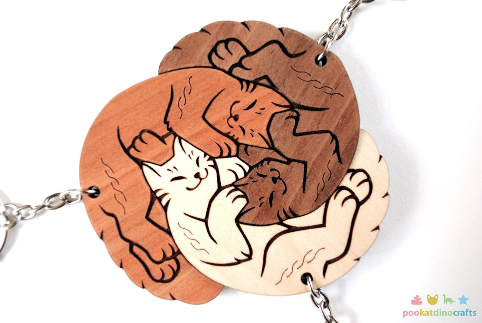 Interlocking Cat Trio Keychains Family, Friendship, Poly Relationship ...