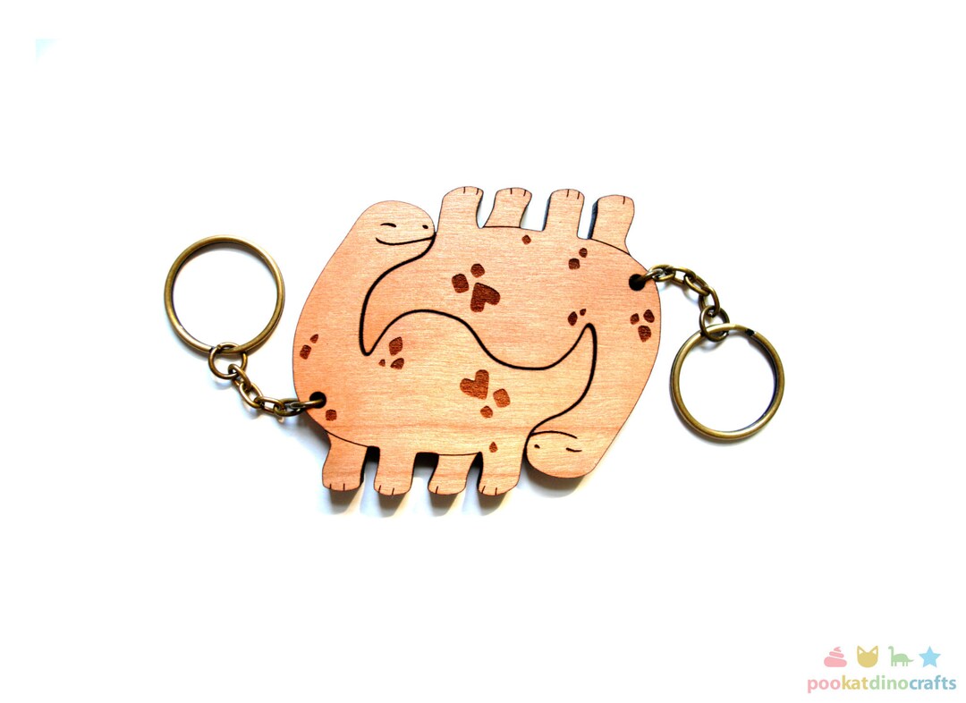 Dinosaur Interlocking Couple Keychains Friendship or - Etsy