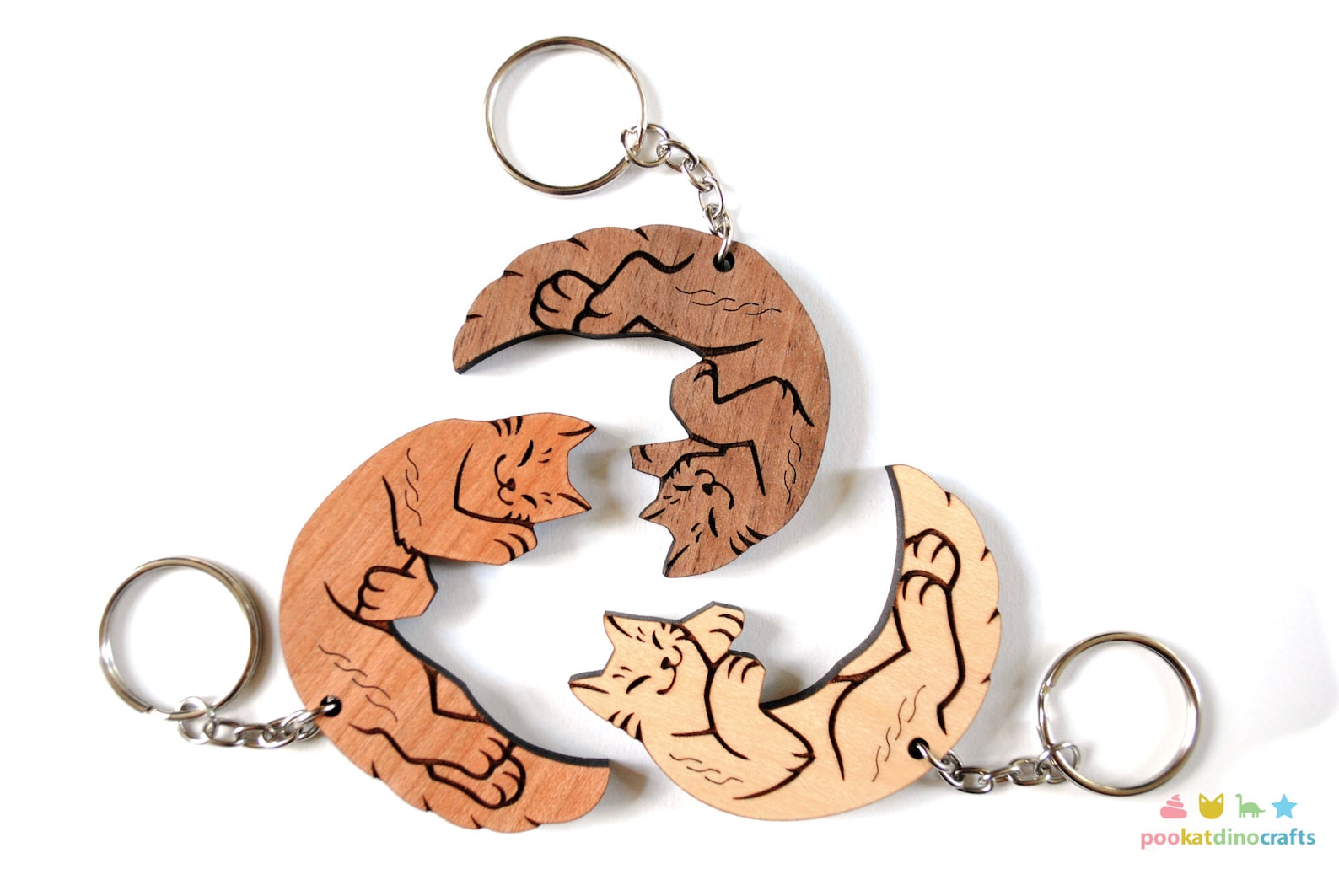 Interlocking Cat Trio Keychains Family, Friendship, Poly Relationship ...