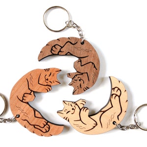 Interlocking Cat Trio Keychains - Family, Friendship, Poly Relationship ...