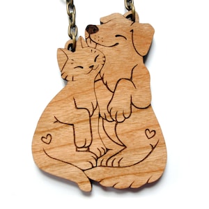 Dog and Cat Couple Keychains - Friendship or Relationship Matching ...