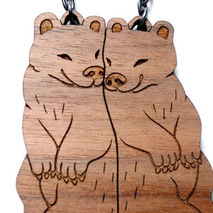 Bear Couple Keychains - Friendship or Relationship Matching Wooden ...