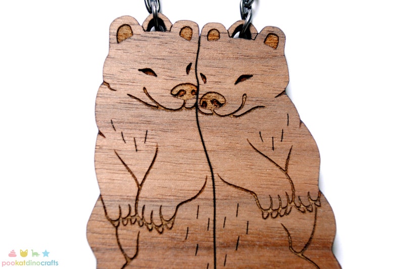 Bear Couple Keychains - Friendship or Relationship Matching Wooden ...