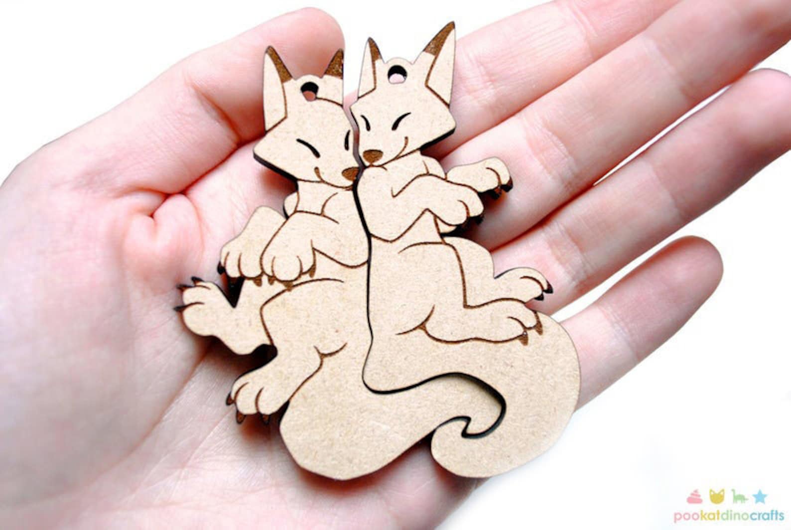 DIY Paint Your Own Interlocking Fox Keychain Blank Wood Cutout - Etsy