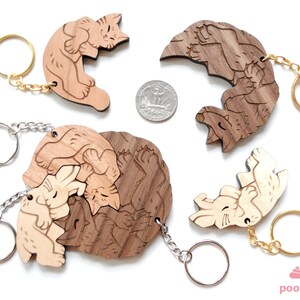 Interlocking Wolf, Cat, and Bunny Keychains - Family, Friendship, Poly ...