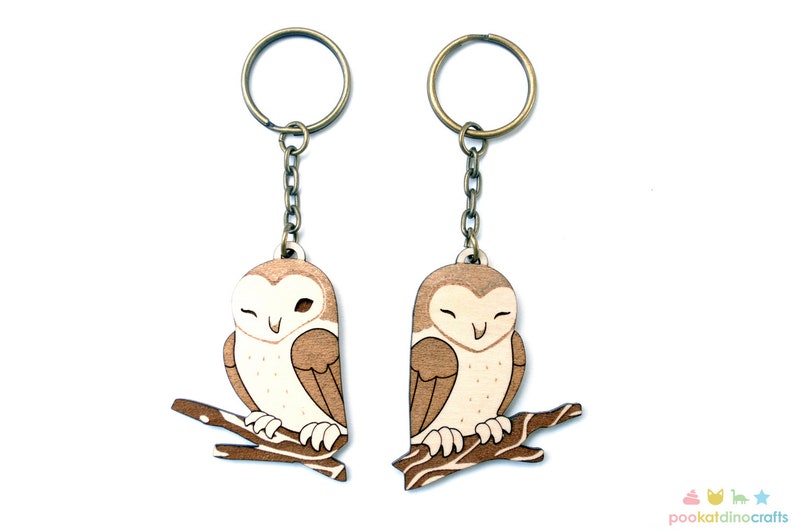 Cute Barn Owl Keychains Friendship or Relationship Matching | Etsy