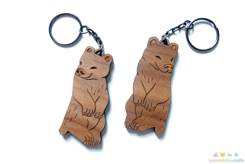 Bear Couple Keychains - Friendship or Relationship Matching Wooden ...
