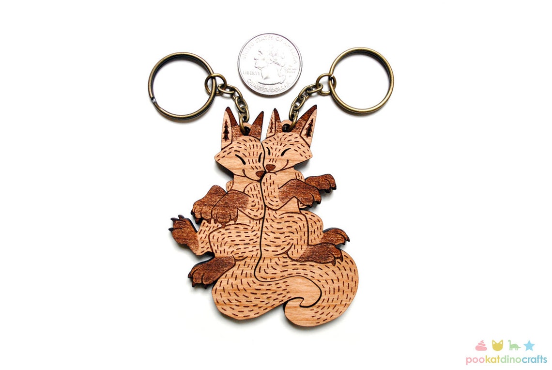 Interlocking Fox Keychains Friendship or Relationship | Etsy
