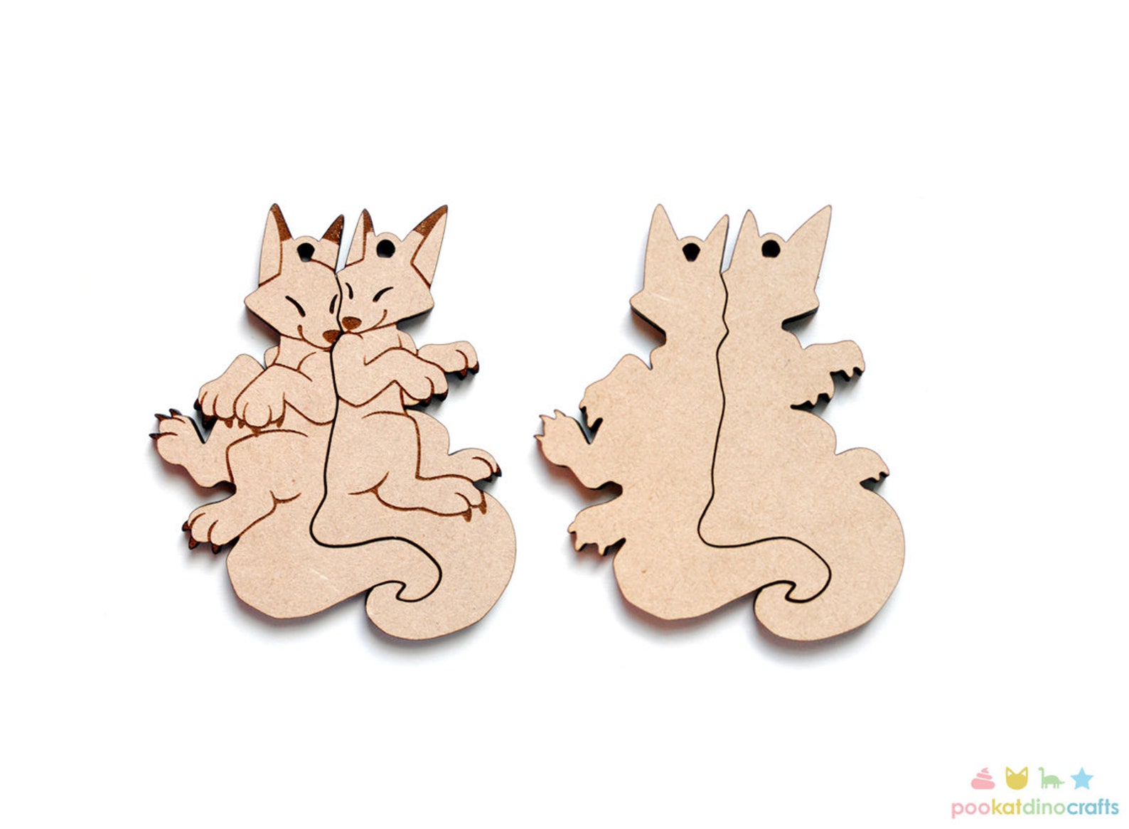 DIY Paint Your Own Interlocking Fox Keychain Blank Wood Cutout - Etsy