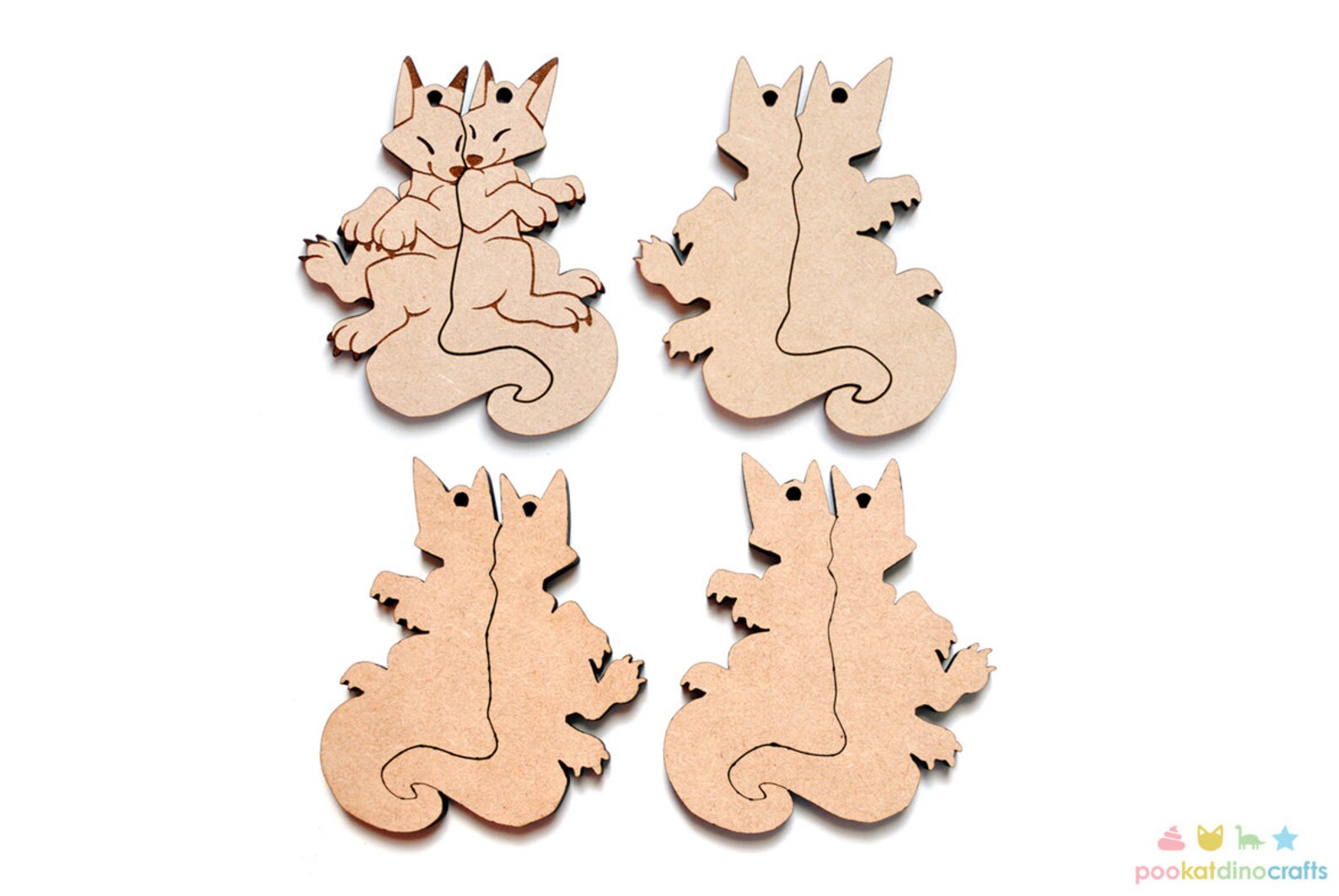 DIY Paint your own Interlocking Fox Keychain Blank Wood cutout | Etsy