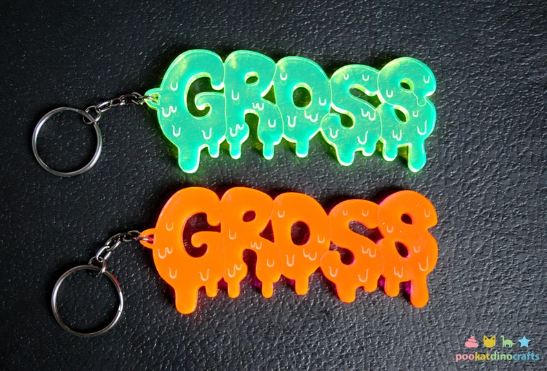 Gross Slime Word Typography Keychain - Etsy
