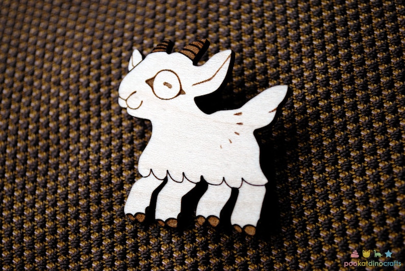 Goat Pin / Magnet - Wooden Pygmy Goat Brooch - Etsy