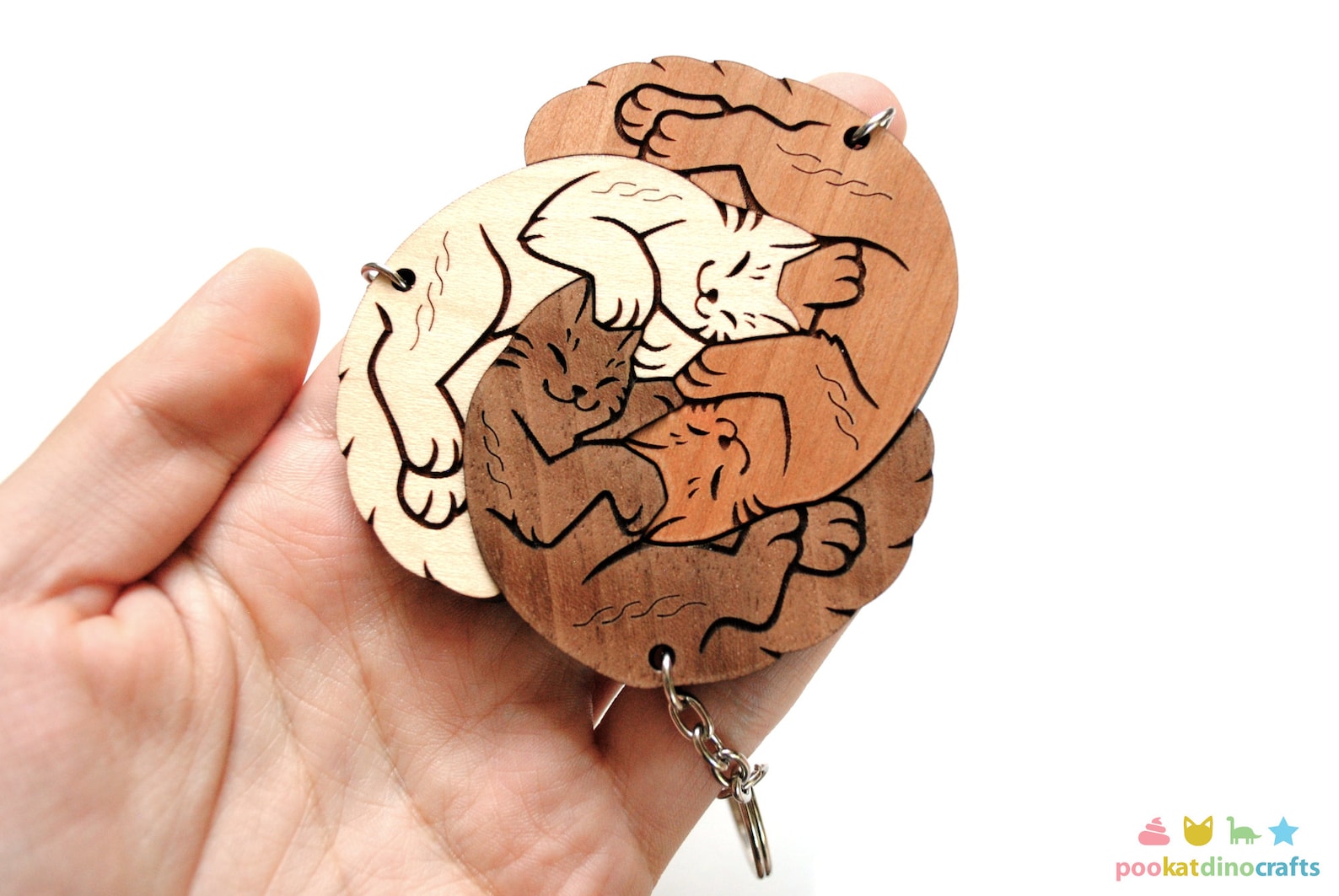 Interlocking Cat Trio Keychains Family, Friendship, Poly Relationship ...