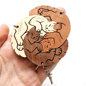 Interlocking Cat Trio Keychains - Family, Friendship, Poly Relationship ...