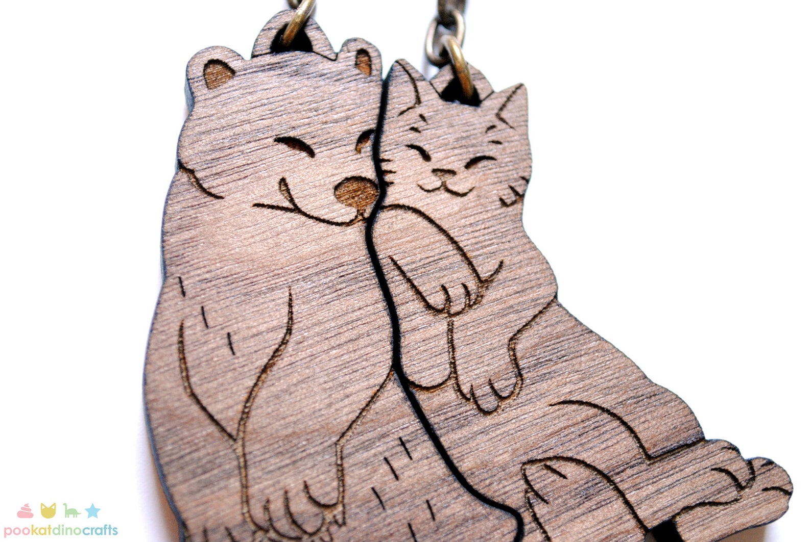 Bear and Cat Couple Keychains Friendship or Relationship | Etsy