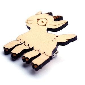Goat Pin / Magnet - Wooden Pygmy Goat Brooch - Etsy