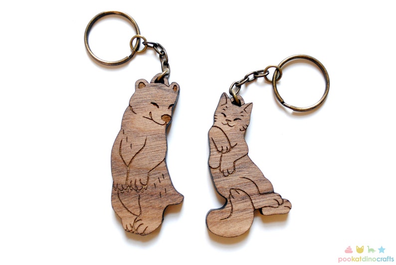 Bear and Cat Couple Keychains Friendship or Relationship - Etsy