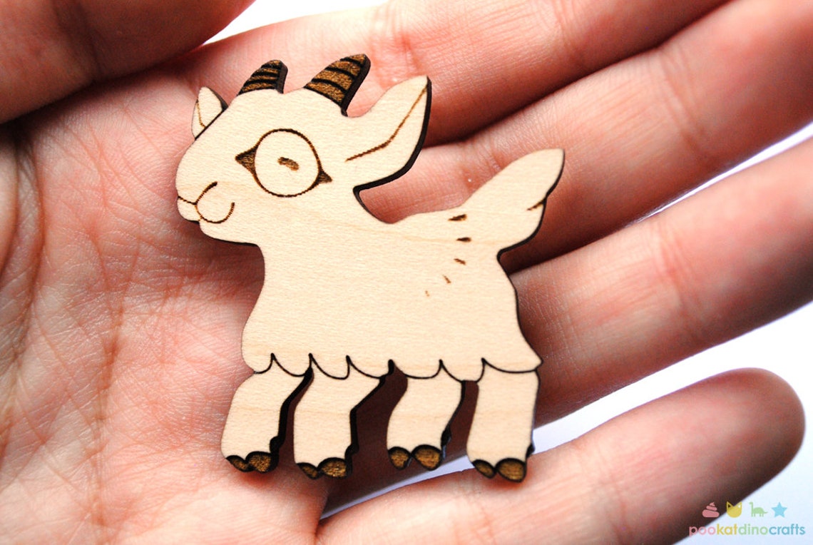 Goat Pin / Magnet Wooden Pygmy Goat Brooch - Etsy